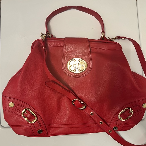 Emma Fox | Bags | Emma Fox Red Leather Multistrap Bag With Gold Tone ...